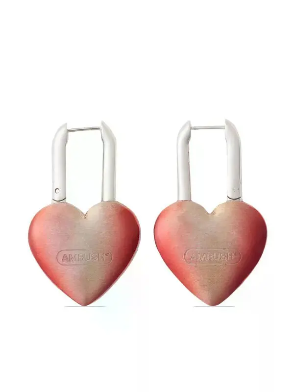 AMBUSH Fire Heart Padlock Earrings