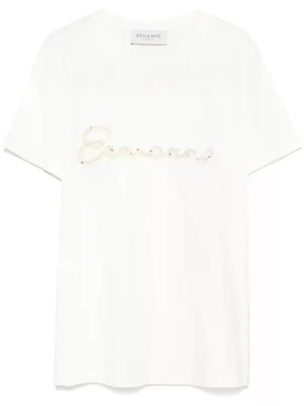 ERMANNO FIRENZE Logo-embroidered T-shirt - White