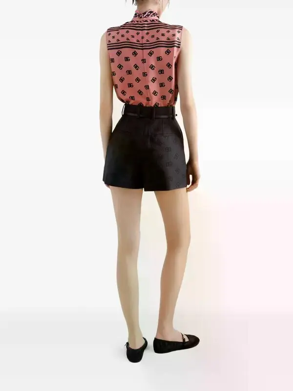Dolce & Gabbana Sleeveless Logo Print Blouse With Front Tie
