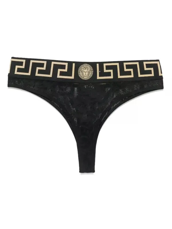 Versace Greca Border Thong - Black