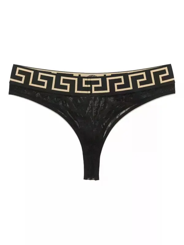 Versace Greca Border Thong - Black