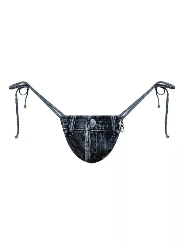 DIESEL Denim-print Triangle Bikini - Grey