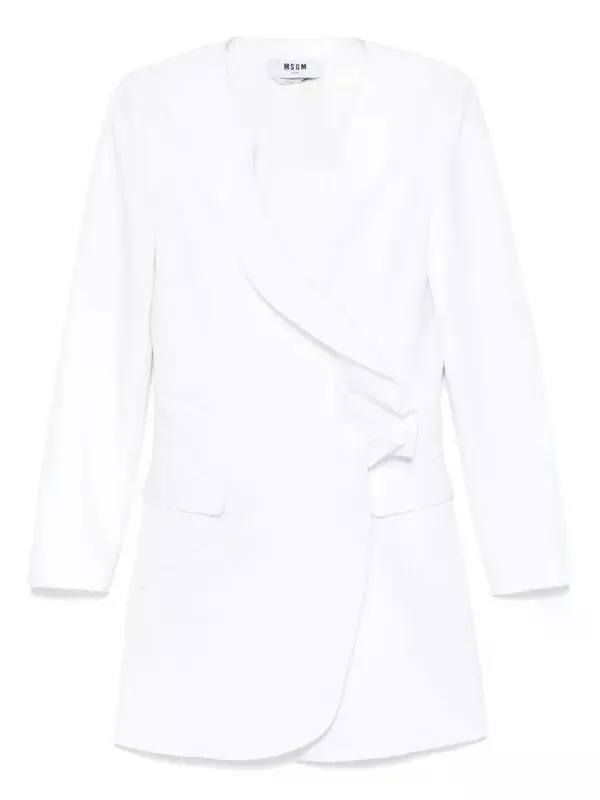 MSGM Ruffled Tuxedo Mini Dress - White