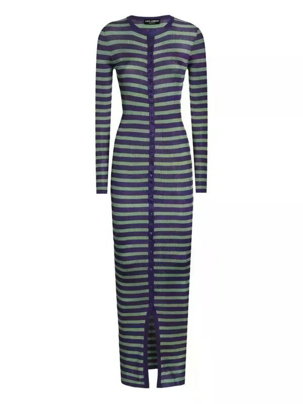 Dolce & Gabbana Striped Knitted Maxi Dress - Green