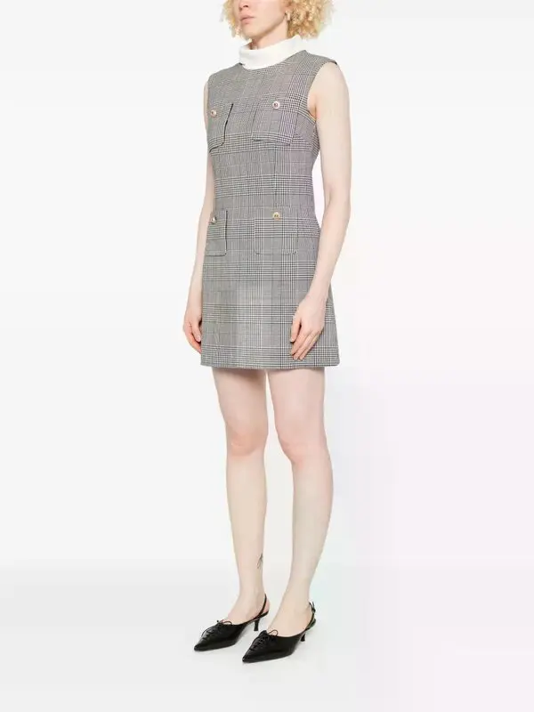 Self-Portrait Prince Of Wales-Check Mini Dress - Black | Editorialist