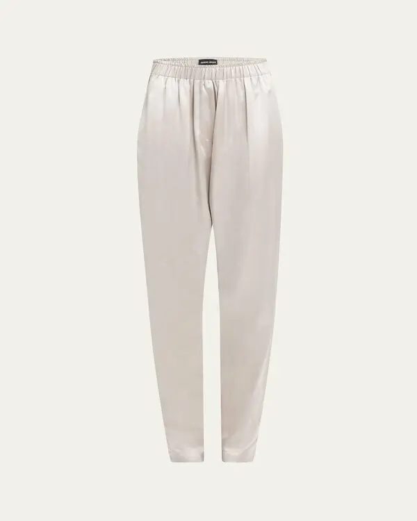 Giorgio Armani Pull-on Silk Trousers - Silver