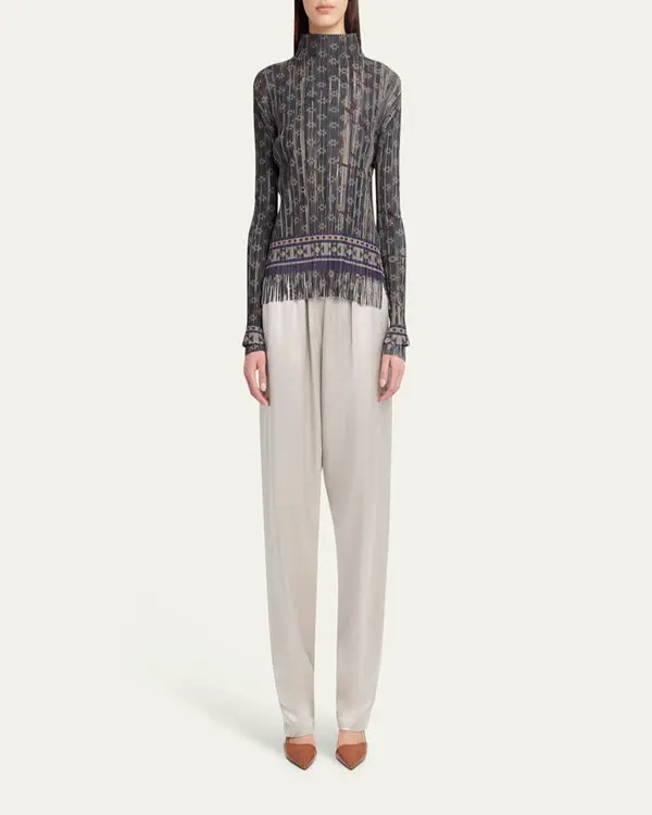 Giorgio Armani Pull-on Silk Trousers - Silver