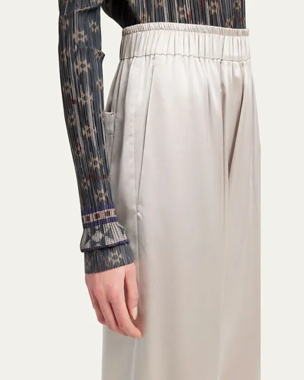 Giorgio Armani Pull-on Silk Trousers - Silver