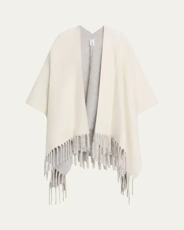 Brunello Cucinelli Reversible Cashmere Poncho - White
