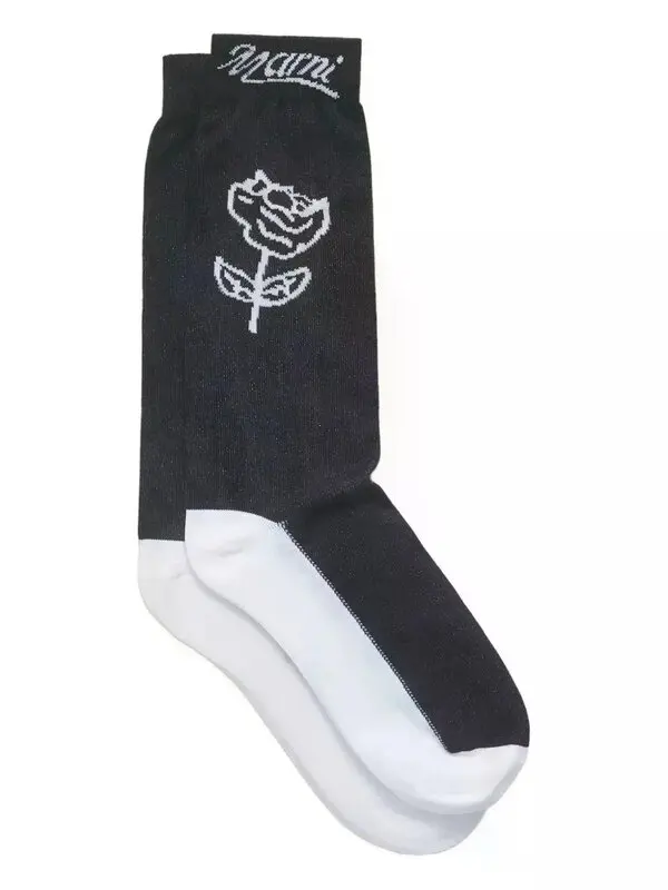 Marni Rose-jacquard Socks - Black