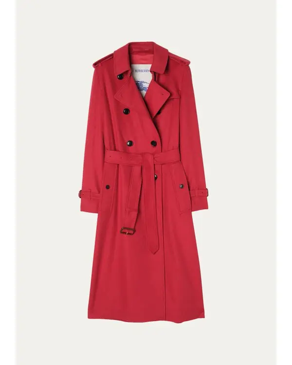 Burberry The Kensington Belted Cashmere-wool Trench Coat - Red