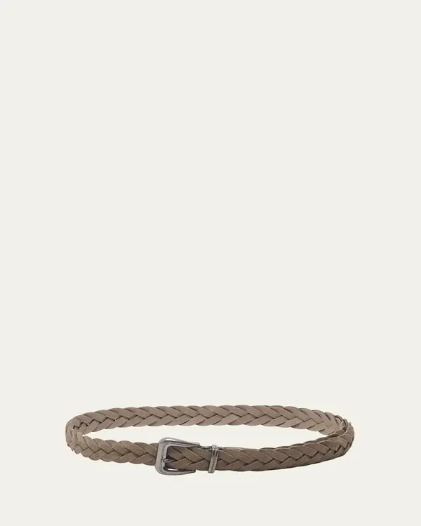 Brunello Cucinelli Braided Suede Belt - Noisette