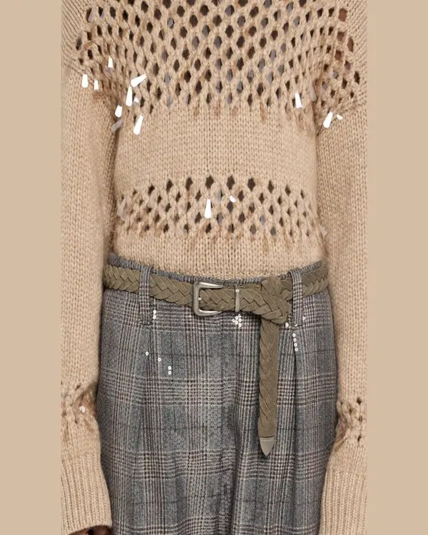 Brunello Cucinelli Braided Suede Belt - Noisette