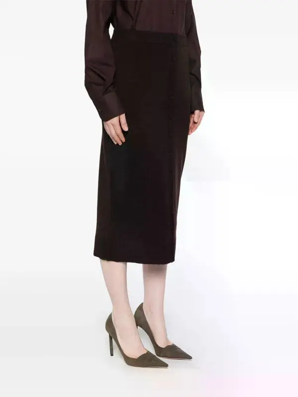 Victoria Beckham Button-detailed Midi Skirt - Brown