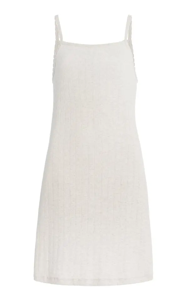 LESET Pointelle-knit Cotton Mini Dress - White