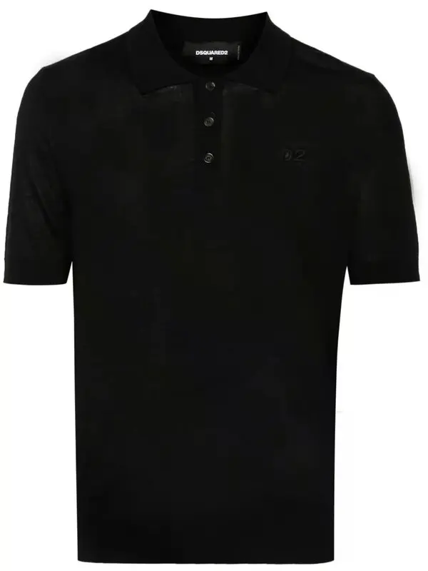 Dsquared2 Embroidered-logo Ribbed Polo Shirt - Black