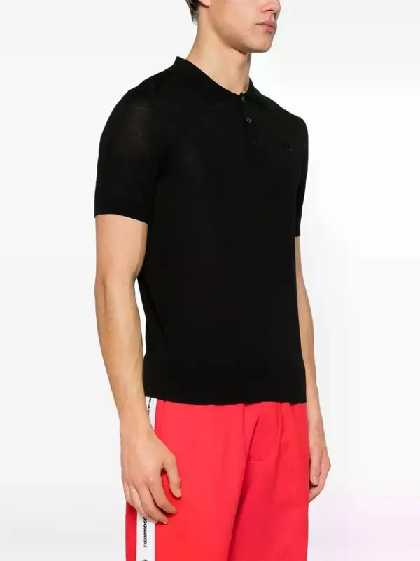 Dsquared2 Embroidered-logo Ribbed Polo Shirt - Black