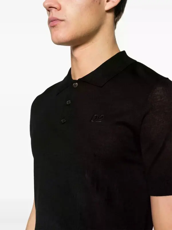 Dsquared2 Embroidered-logo Ribbed Polo Shirt - Black