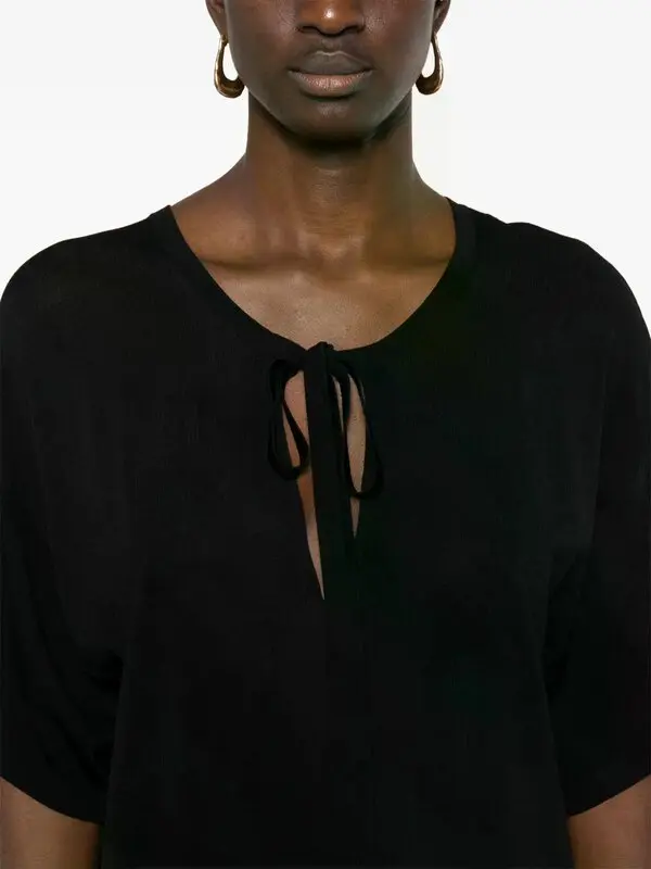 P.a.r.o.s.h Pussy-bow Knitted Top - Black