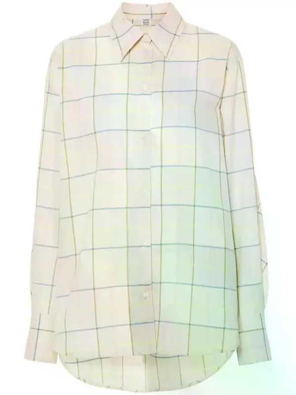 TOTEME Windowpane Print Poplin Shirt