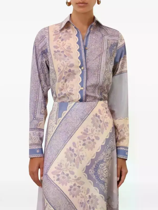 Zimmermann Mix-print Button-up Shirt
