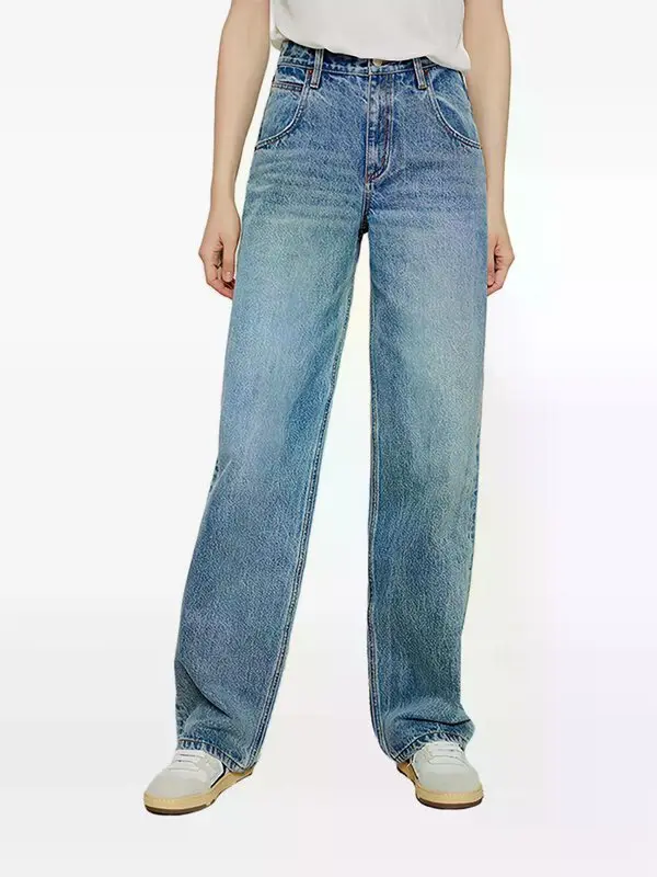 HEY JOANIE Logo-patch Straight Leg Jeans