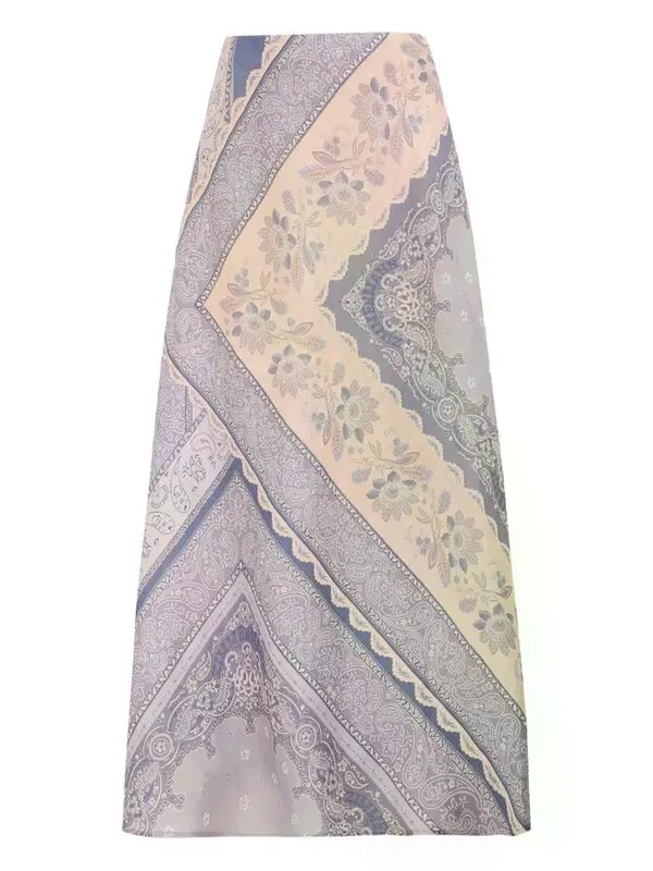 Zimmermann Mix-print Maxi Skirt - Blue