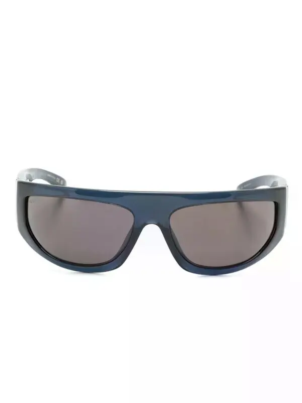 Gucci Logo-plaque Shield-frame Sunglasses - Blue
