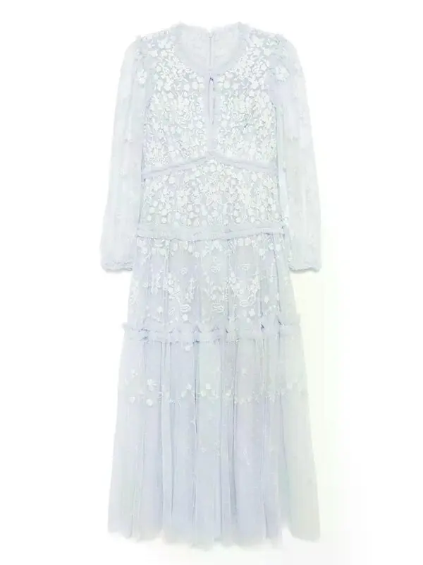 NEEDLE & THREAD Lace Long Sleeve Ankle Dress - Blue
