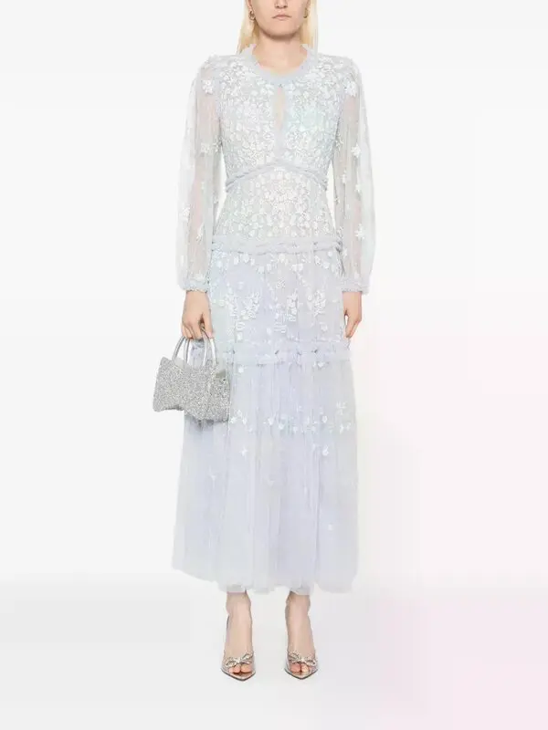 NEEDLE & THREAD Lace Long Sleeve Ankle Dress