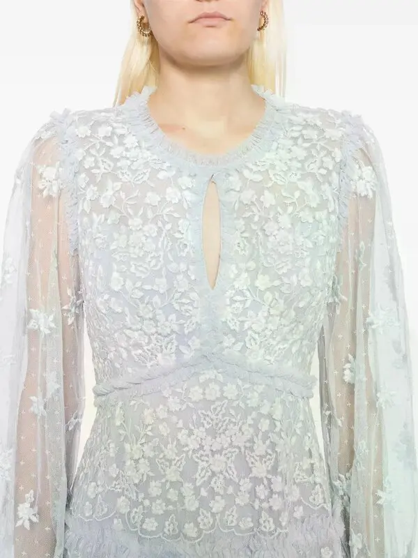 NEEDLE & THREAD Lace Long Sleeve Ankle Dress