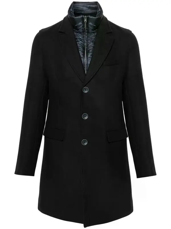 Herno Layered Wool Blend Coat - Blue