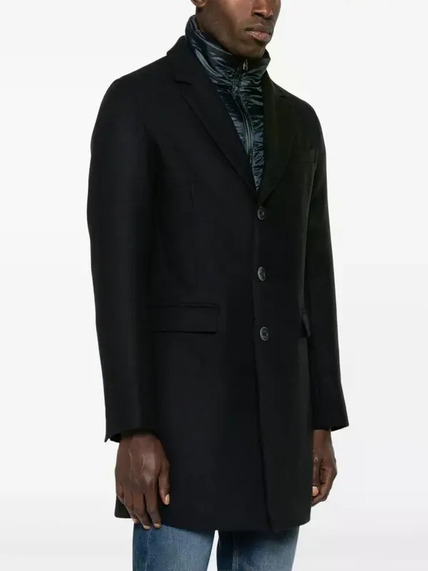 Herno Layered Wool Blend Coat - Blue