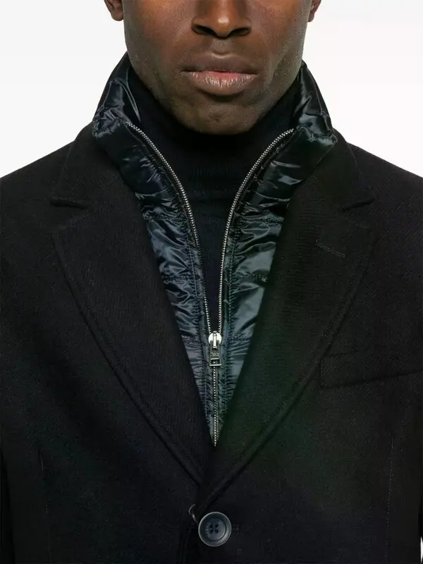 Herno Layered Wool Blend Coat - Blue