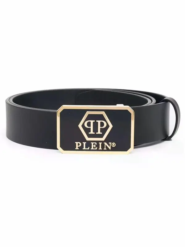 Philipp Plein Hexagon Logo Buckle Belt - Black