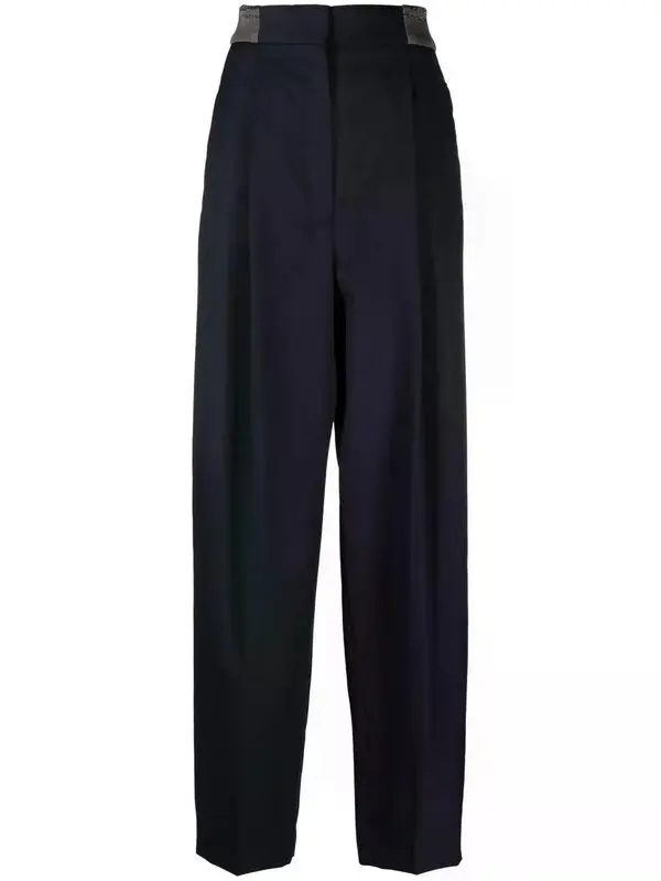 Fabiana Filippi Dark Virgin Wool Wide Leg Trousers