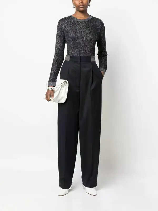 Fabiana Filippi Dark Virgin Wool Wide Leg Trousers