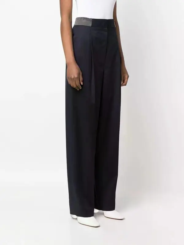 Fabiana Filippi Dark Virgin Wool Wide Leg Trousers