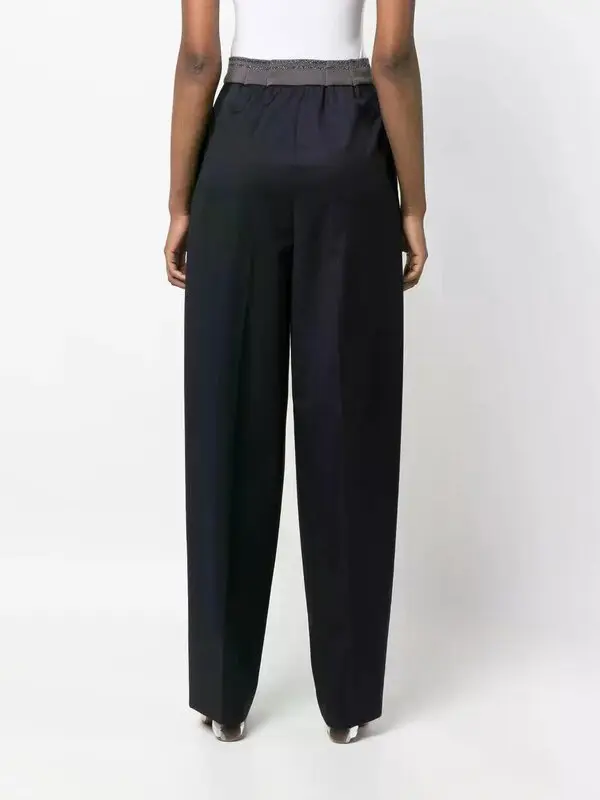 Fabiana Filippi Dark Virgin Wool Wide Leg Trousers