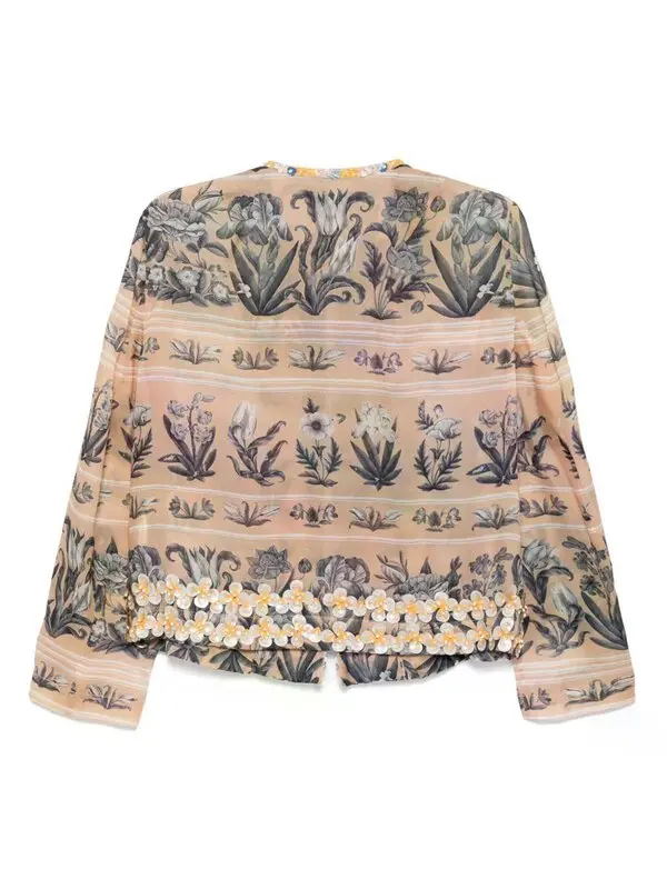 Biyan Embellished Printed Cropped Jacket