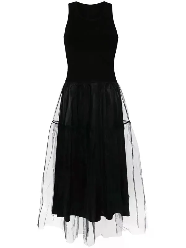 JNBY Tulle-inserts Midi Dress - Black