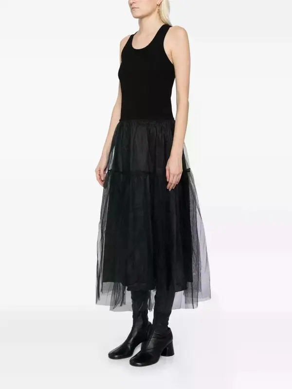 JNBY Tulle-inserts Midi Dress - Black