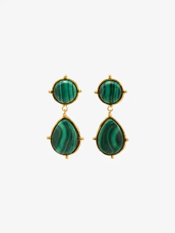 Sylvia Toledano Plated Malachite Drop Earrings
