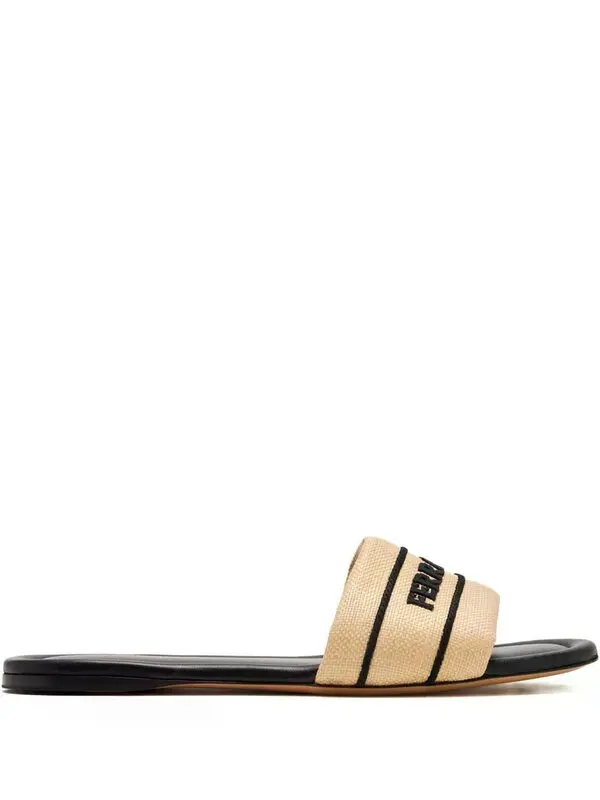 FERRAGAMO Canvas Slide Sandals