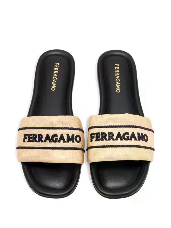 FERRAGAMO Canvas Slide Sandals