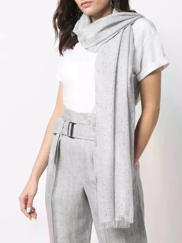Brunello Cucinelli Sequin-detail Fine Scarf - Grey