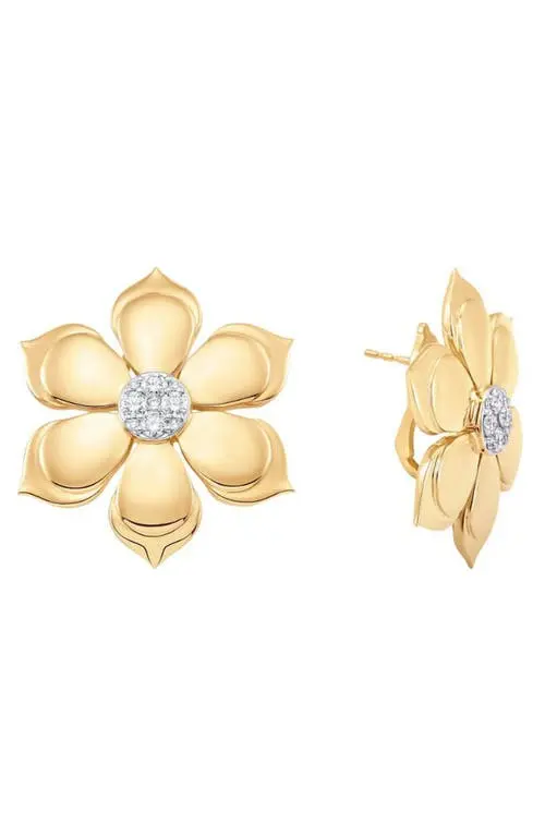 Sara Weinstock Petite Diamond Flower Stud Earrings - Yellow