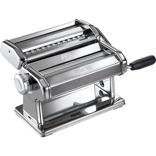 MARCATO Atlas 180 Machine With Pasta Cutter, Hand Crank, And Instructions - Silver