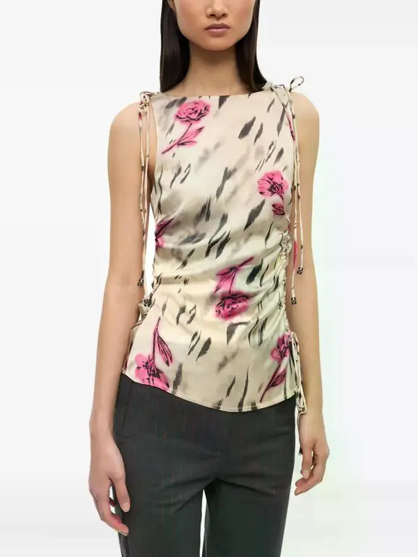 GANNI Floral-print Blouse - Neutrals