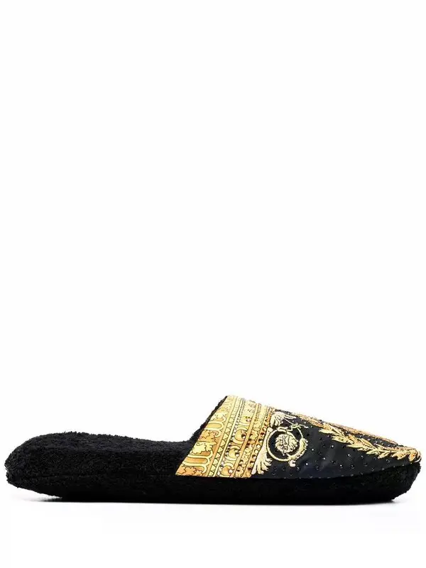 Versace I Barocco Print Slippers